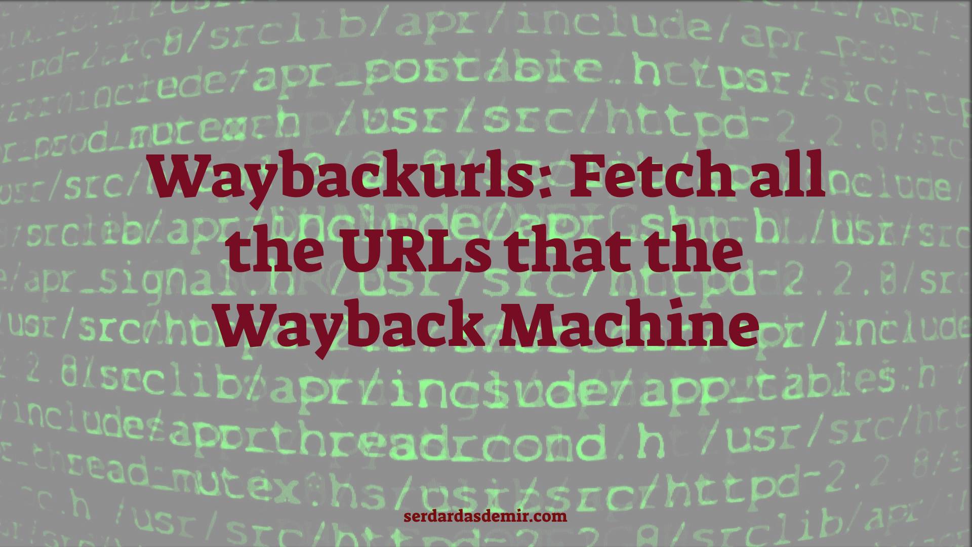 Waybackurls Tool | Fetch all the URLs Wayback Machine - Serdar Daşdemir